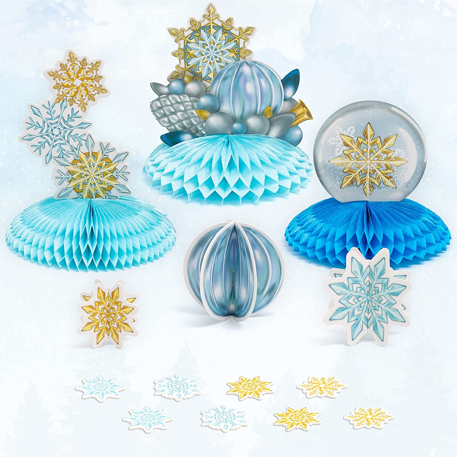 Cheerland Christmas Snowflake Centerpieces in Silver Blue White, 6 Pcs ...