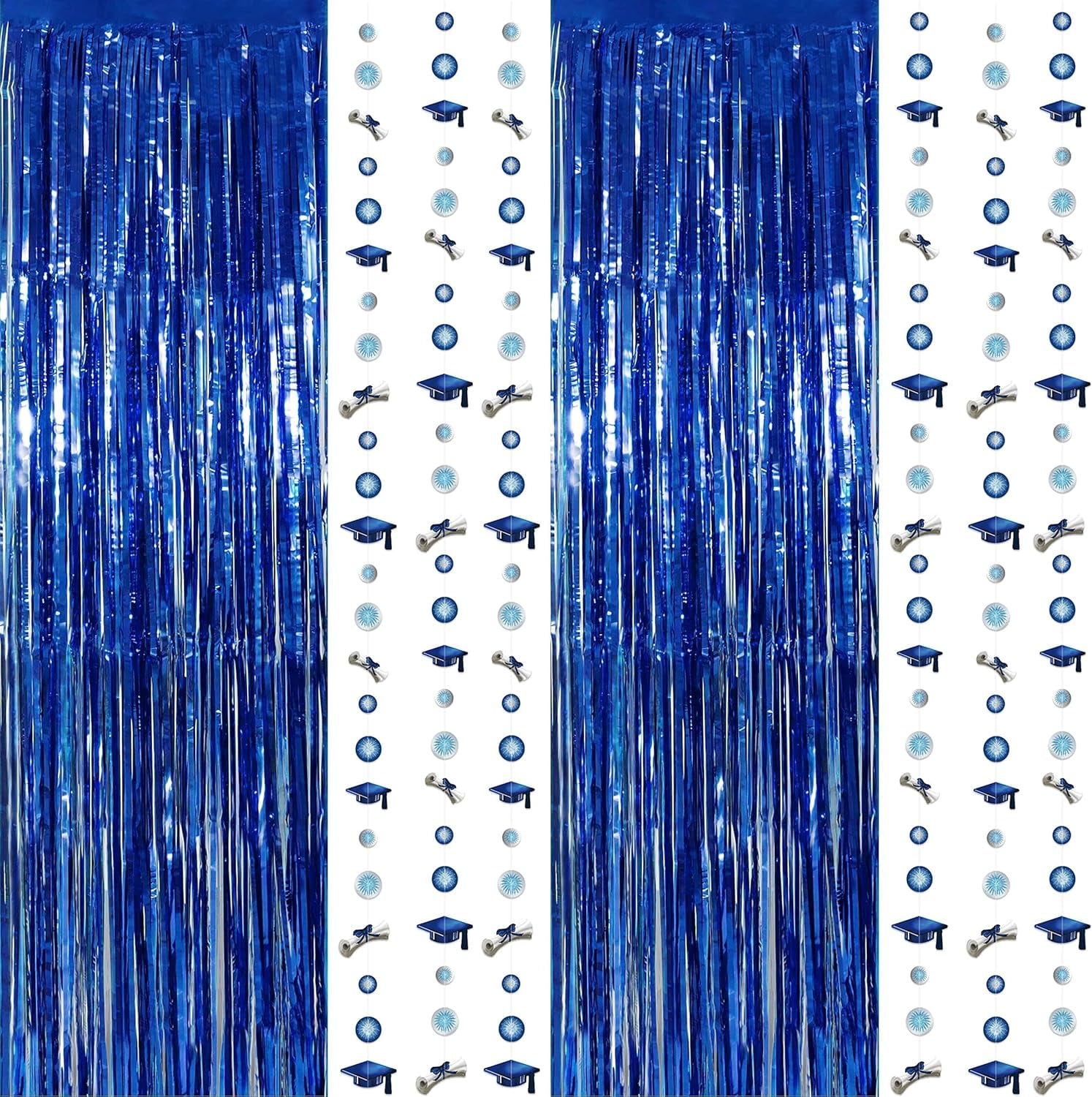 Cheerland Curtain Backdrop Graduation Tinsel Foil Fringe Kit, Blue, 8 ...