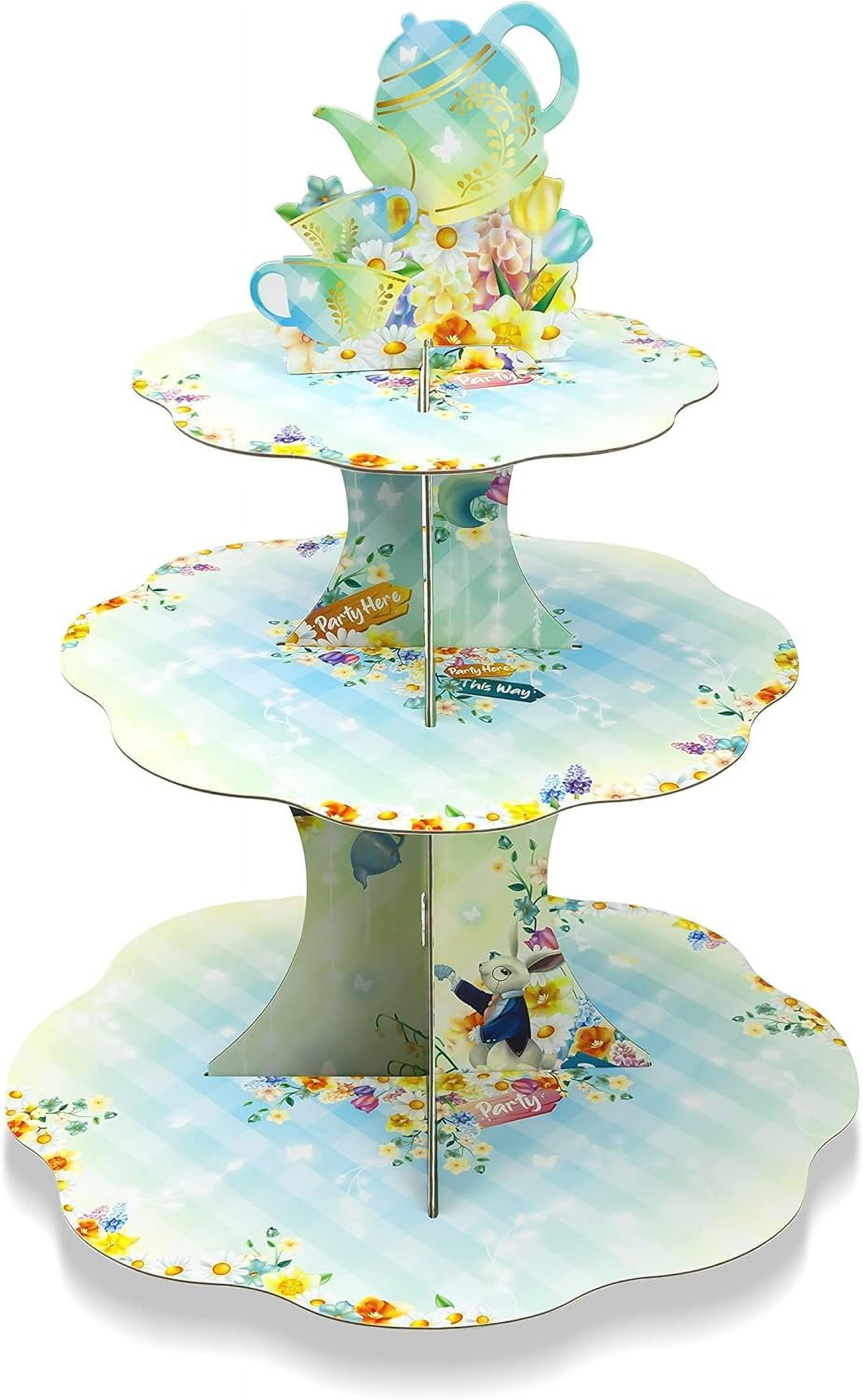 Cheerland Flower Teapot Cupcake Stand for Alice in Wonderland Party ...