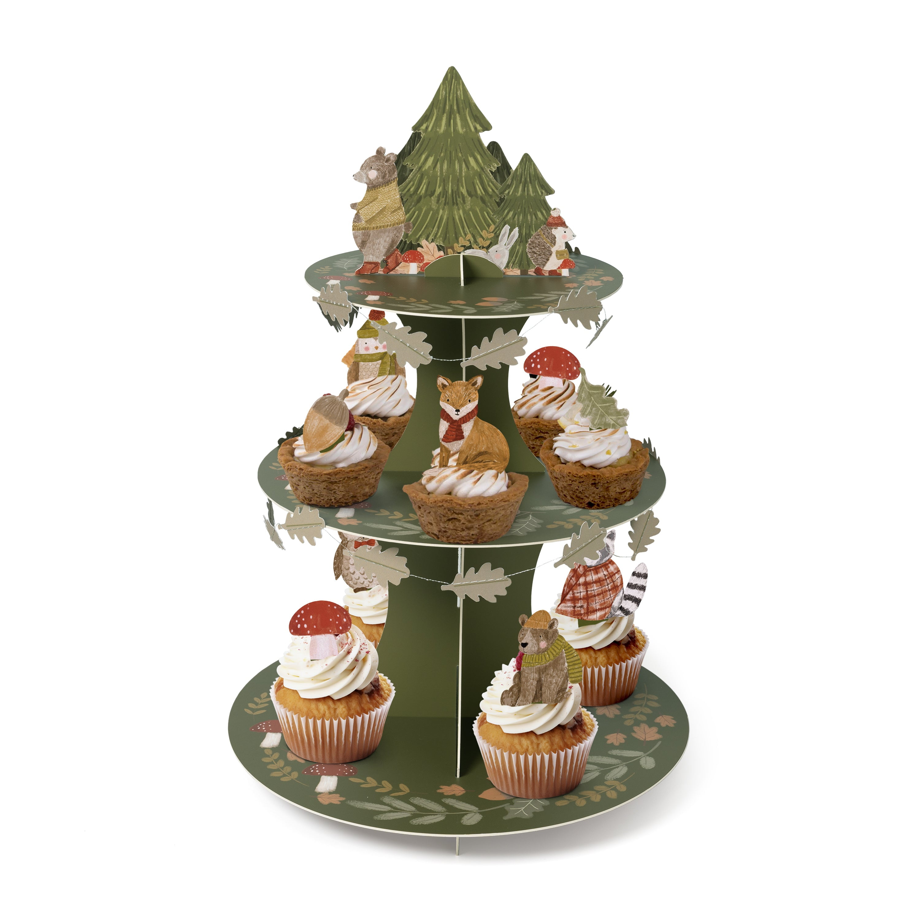 Cheerland Forest Animals Cupcake Stand with 24 Pcs Cupcake Toppers for ...