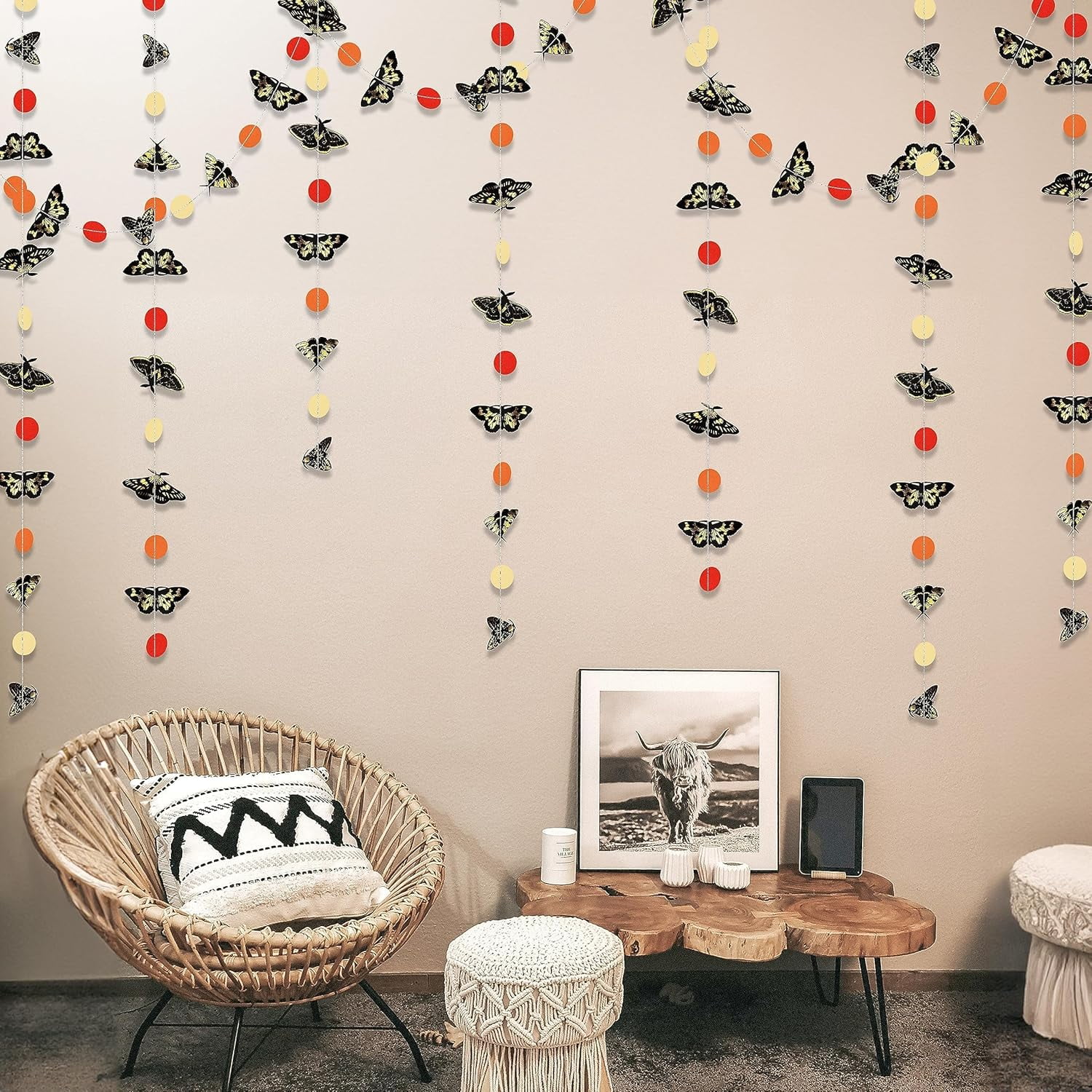 Cheerland Garlands Moth Circle in Black Gold Orange Bohemian Banners ...