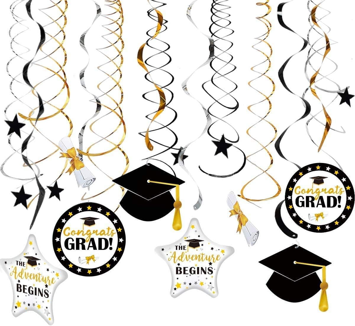 Cheerland Graduation Decorations Hanging Swirls Congrats Grad Banner ...