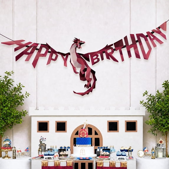 Cheerland Hanging Dragon Birthday Banner Party Decorations Medieval ...