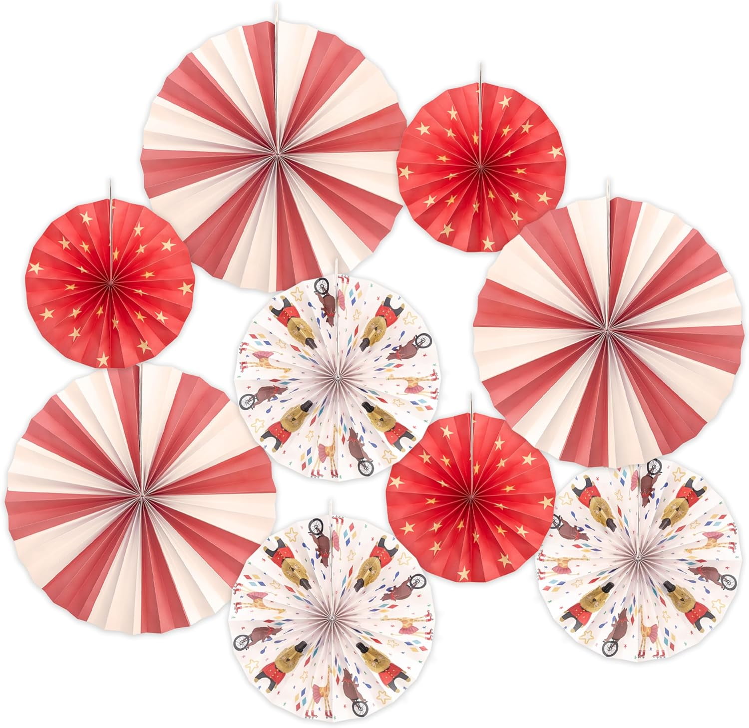 Cheerland Hanging Paper Fan Set Circus Themed Honeycomb Pom Pom ...