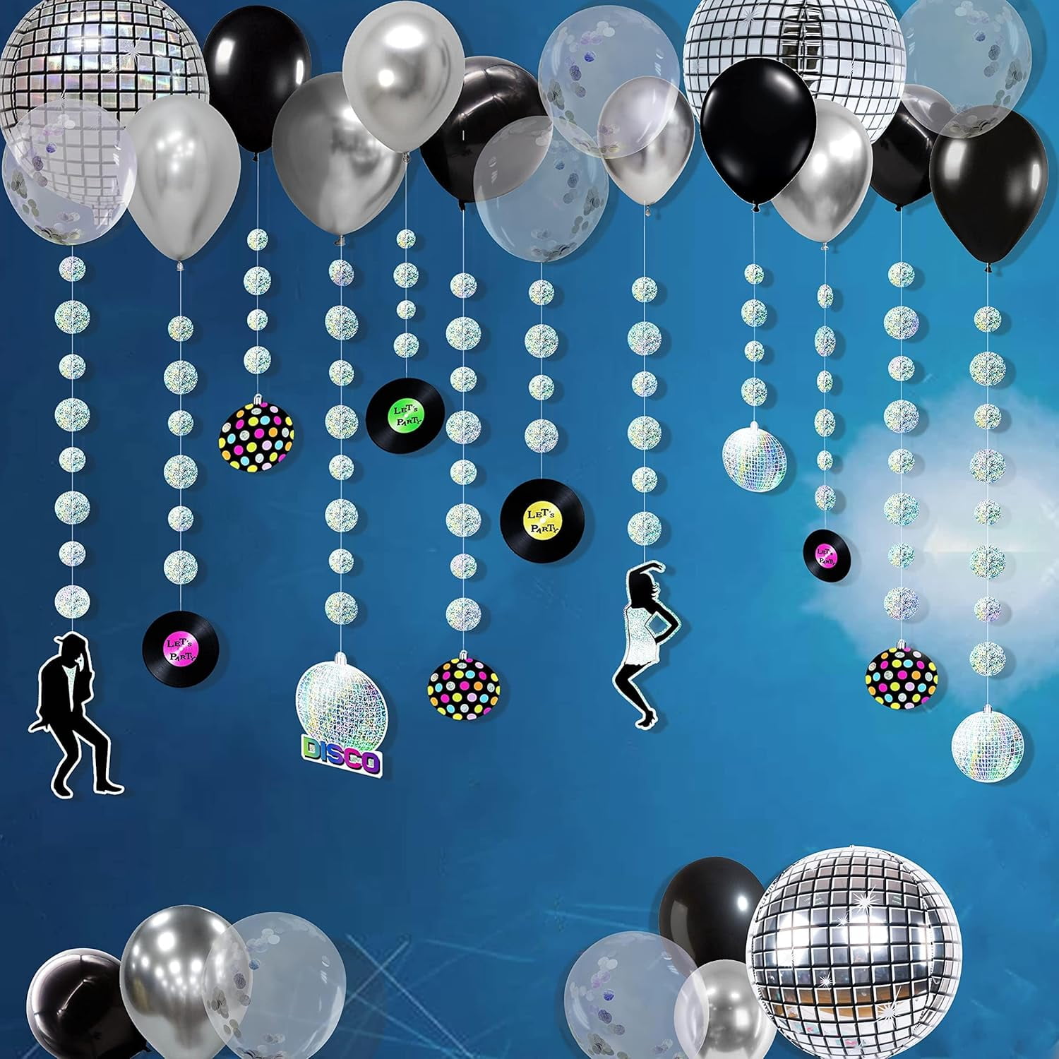 Cheerland Iridescent Disco Party Balloons Garland Set, Holographic ...