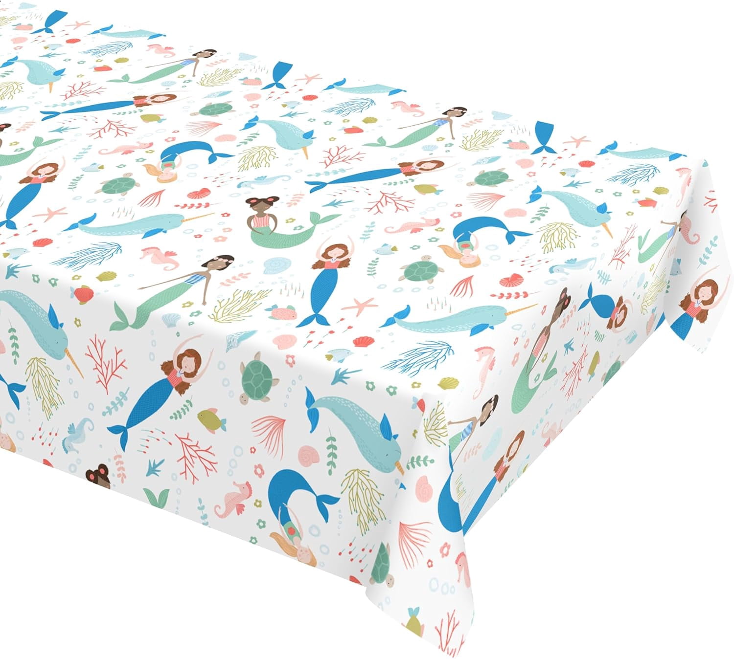 Cheerland Mermaid Tablecloth with Sea Animals for Under The Sea Party ...