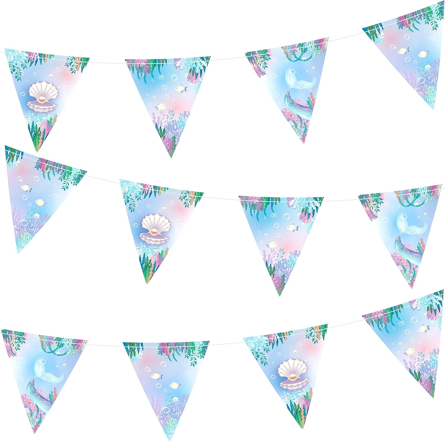 Cheerland Party Flag Banner Backdrop Garlands, Under The Sea Mermaid ...