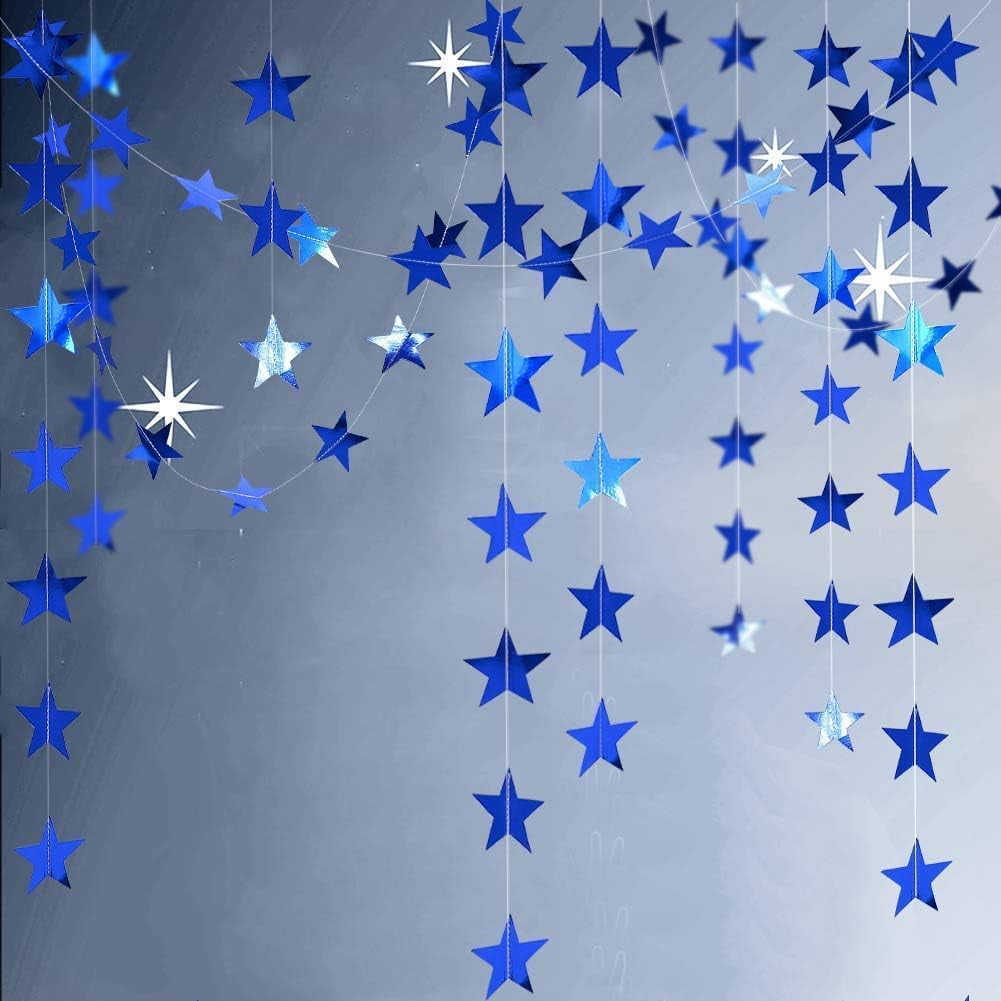 Cheerland Reflective Blue Star Garlands Streamer/Bunting/Backdrop Party ...