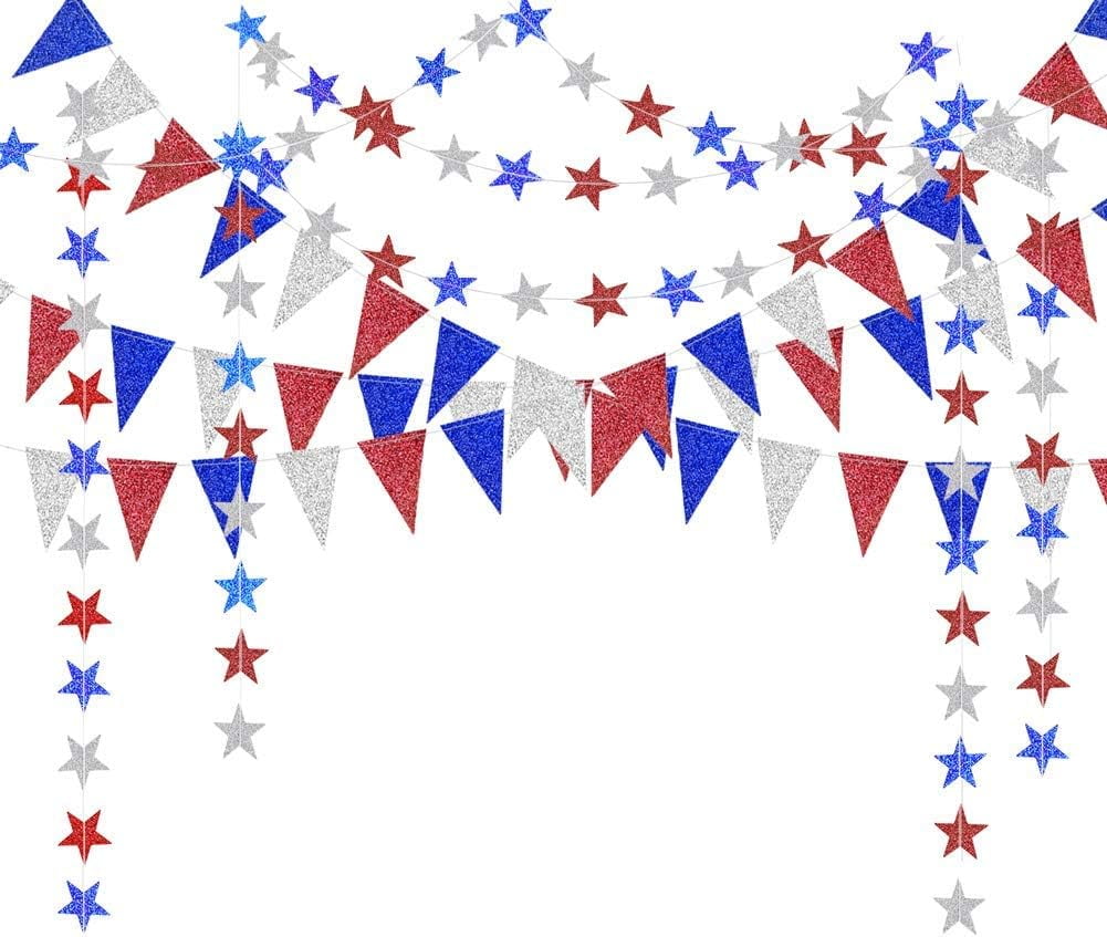 Cheerland Star Garland Triangle Pennant Banner Kit, 4th of July ...