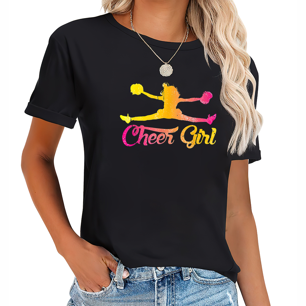 Cheerleader Cheer Girls Women Cheering Colorful Cheerleading T-Shirt ...