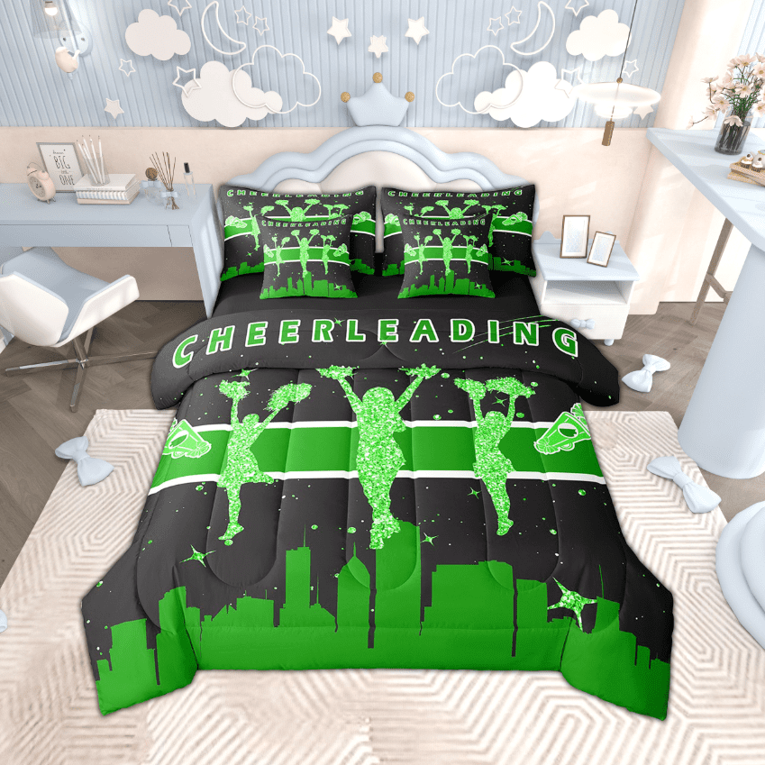 Cheerleader Dance Bed in a Bag 7-Piece Cheerleading Bedding Set, Teen Twin Size Comforter Set ...