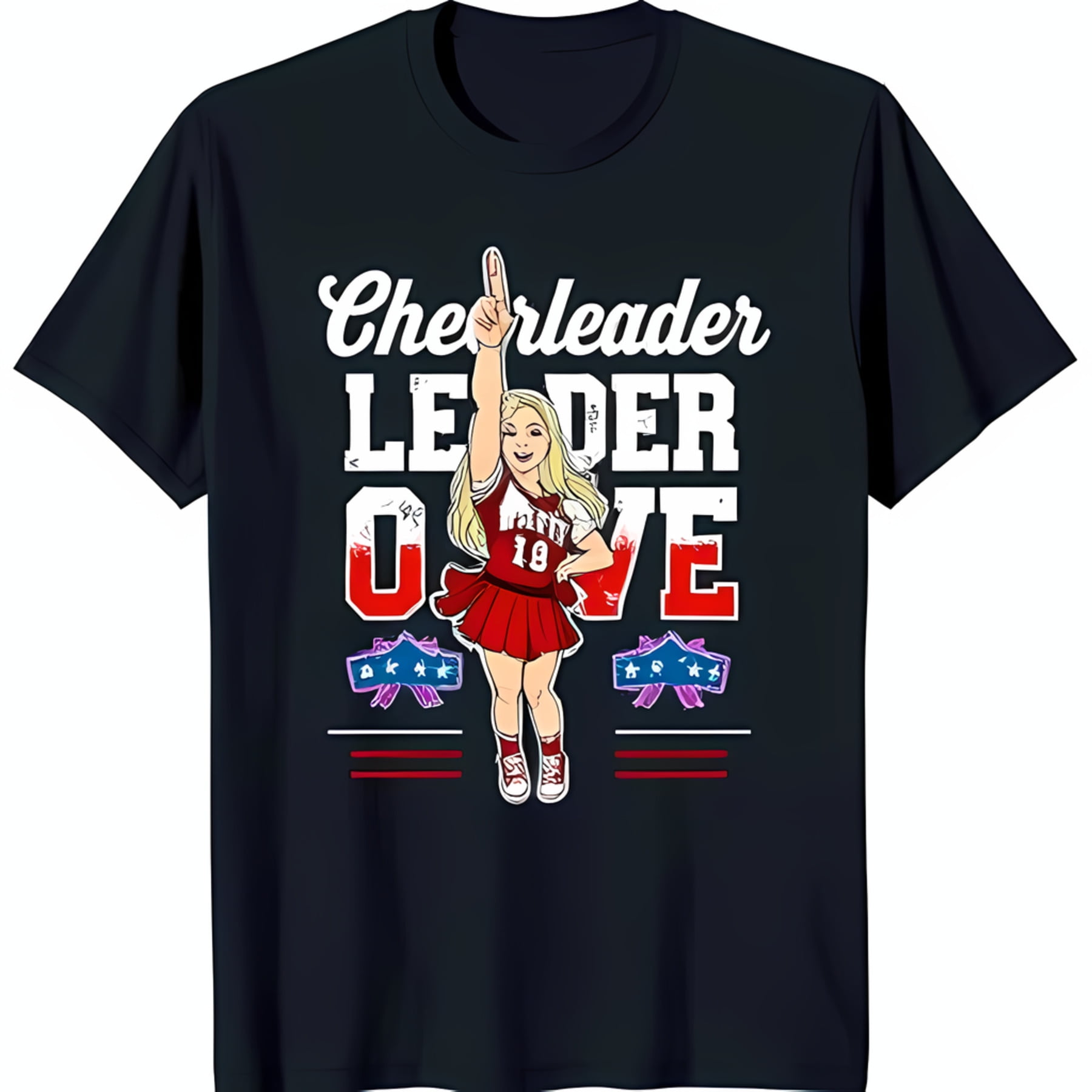 Cheerleader Graphic T-Shirt Blue with Cheerleader Design & 'Cheerleader ...