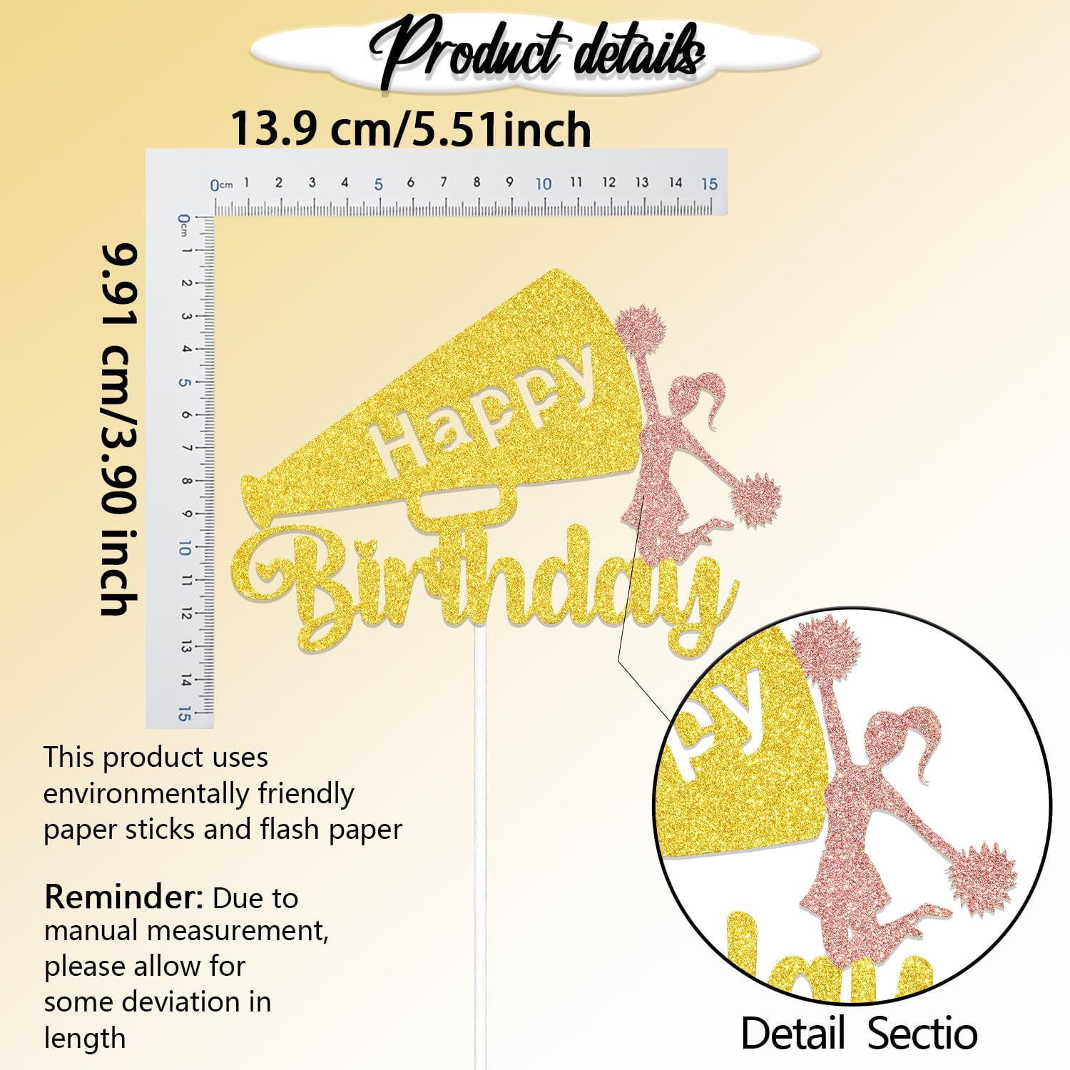 Cheerleader Happy Birthday AJH3 Cake Topper Cheerleading Birthday Party ...