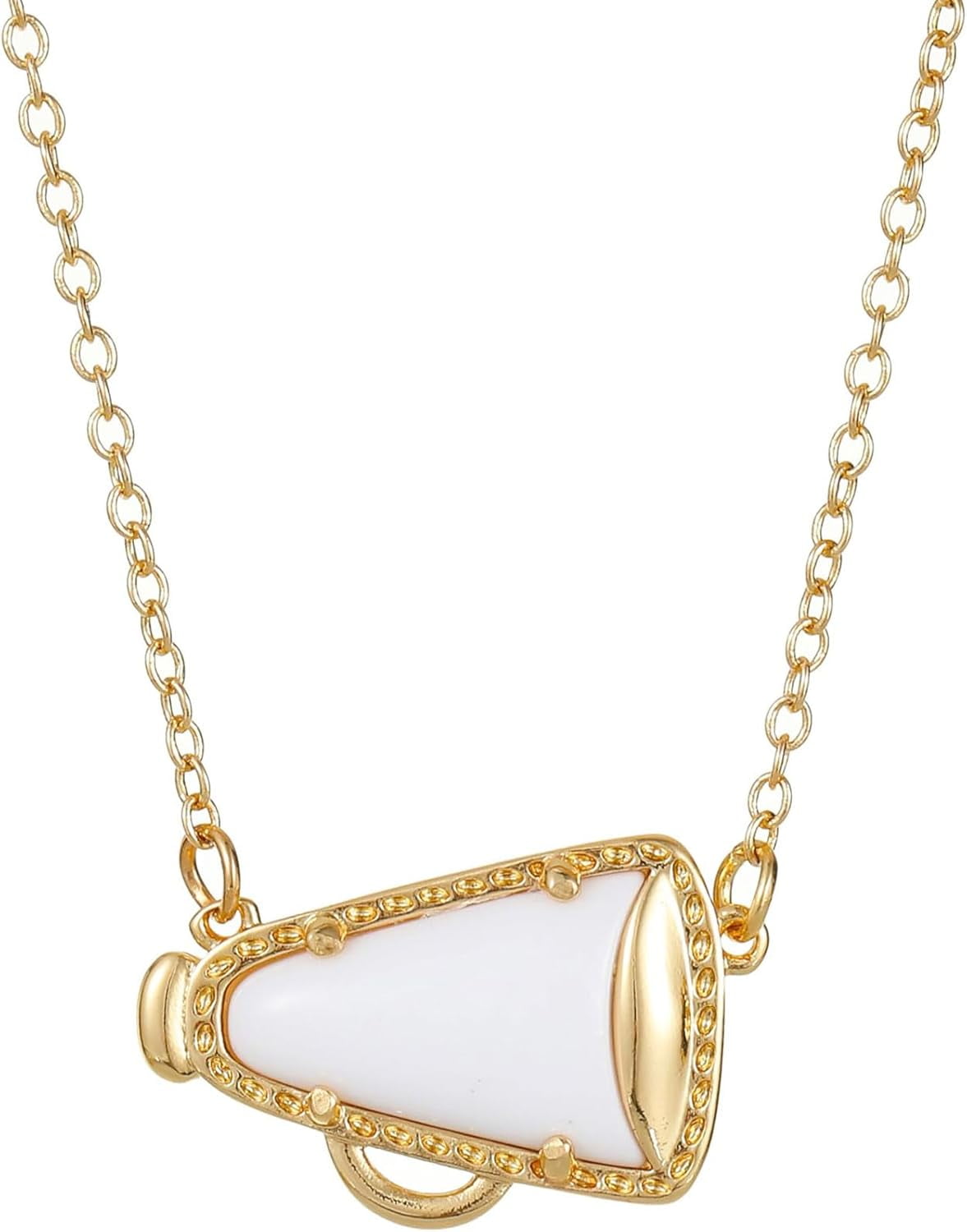Cheerleader Necklace White Triangle Pendant Necklace, Gold Chain ...