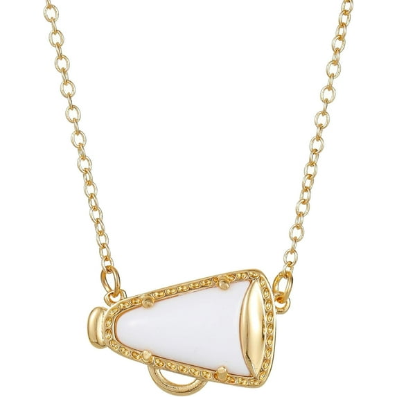 Cheerleader Necklace White Triangle Pendant Necklace, Gold Chain ...