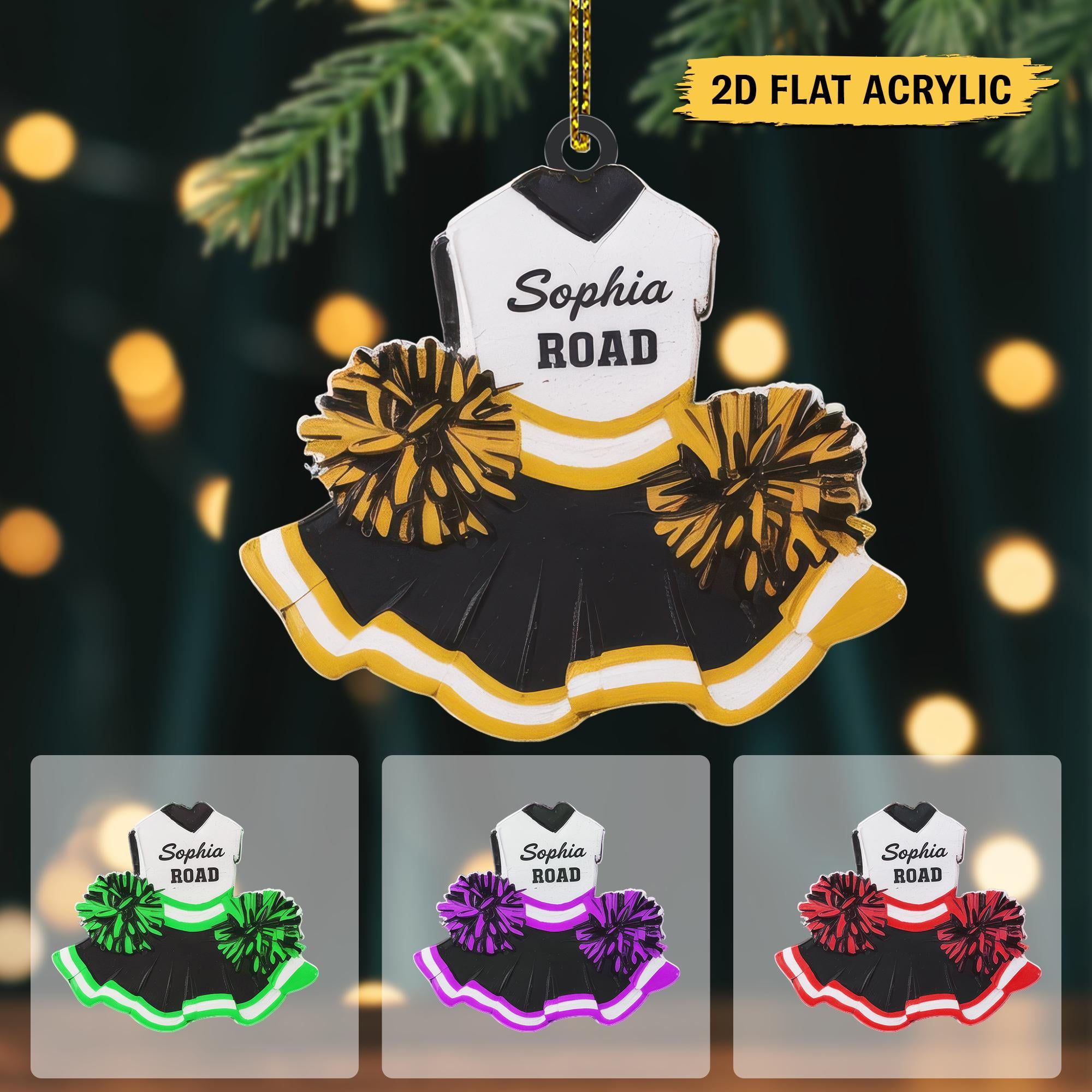 Cheerleader Ornament with Name , Custom Cheer Uniform Xmas Tree ...