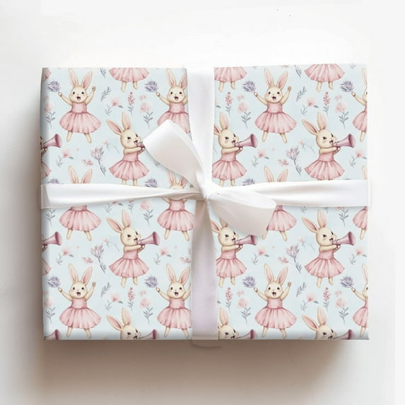Cheerleader Rabbits in Pink Tutus with Megaphones and Flowers Gift ...