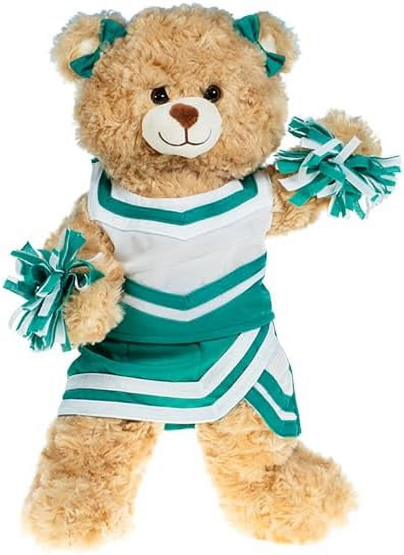 Cheerleader Taffy Bear Plush Toy - Adorable Green & White Cheer Uniform ...