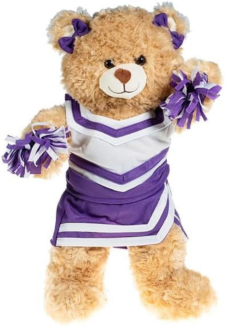 New Taffy Bear 16-Inch Stuffed Animal in Purple & White Cheer Uniform ...