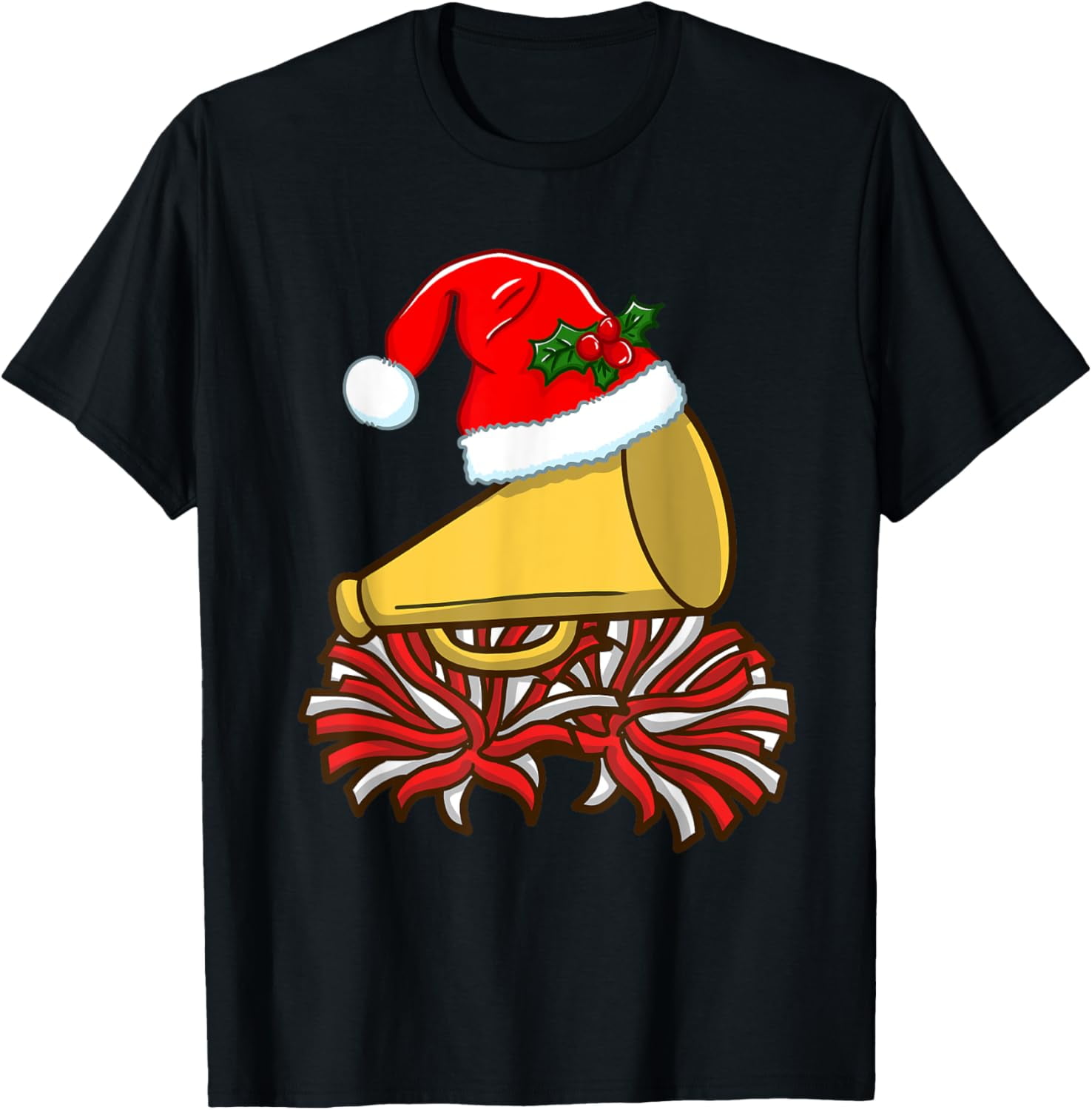 Cheerleader Xmas Cheerleading Pompons Santa Hat T-Shirt - Walmart.com