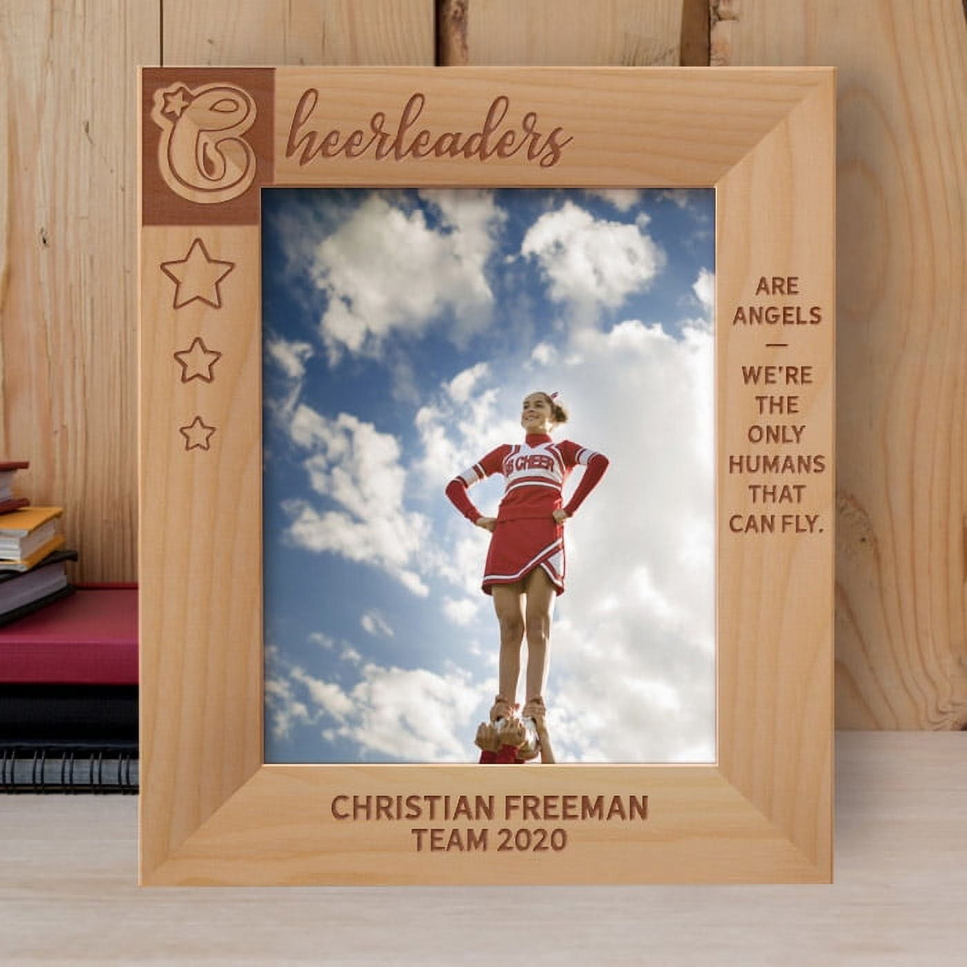 Cheerleaders Are Angels Personalized Wooden Frame 8" x 10" Brown ...