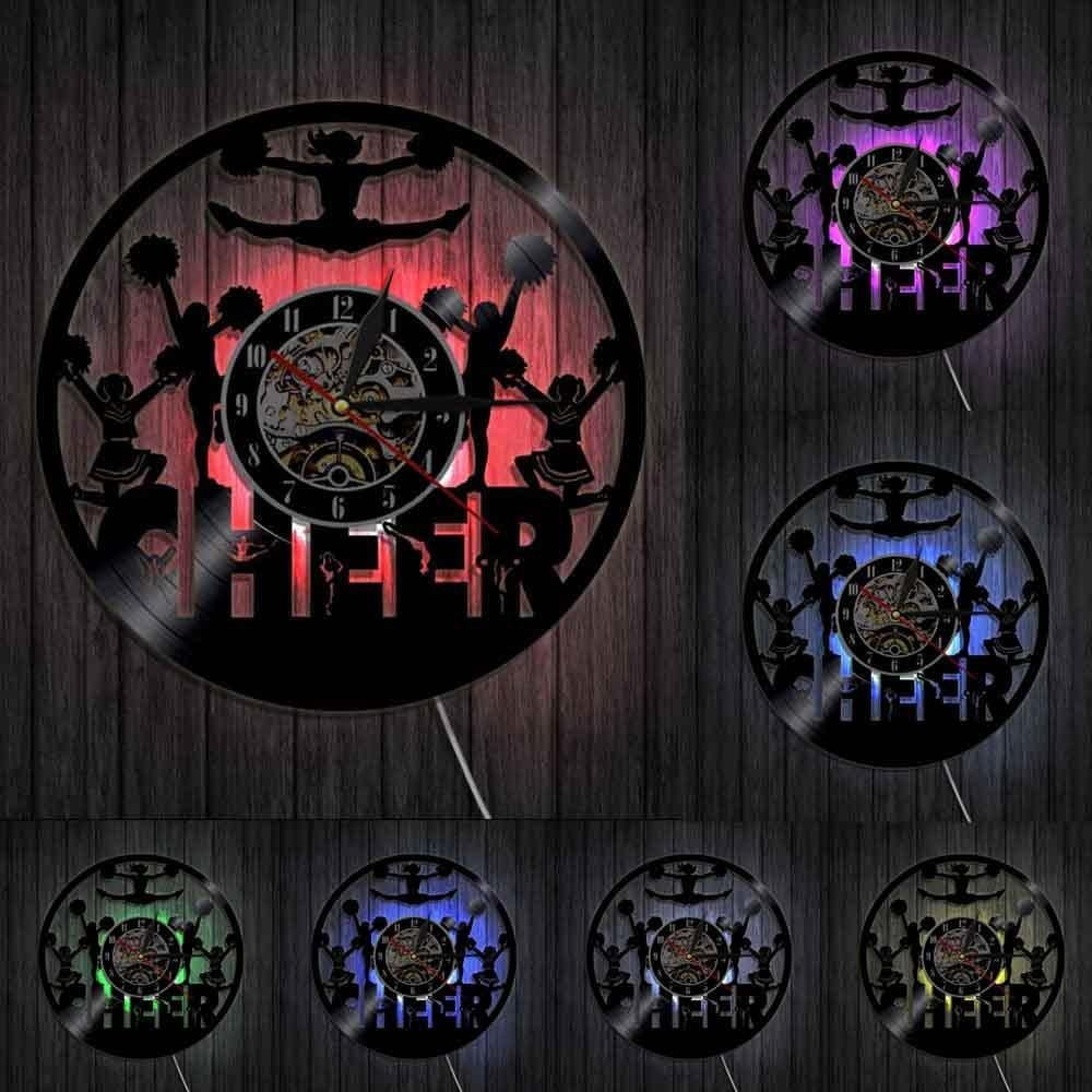 Cheerleaders Silhouette Wall Art Wall Clock Home Decor Cheering Squad ...