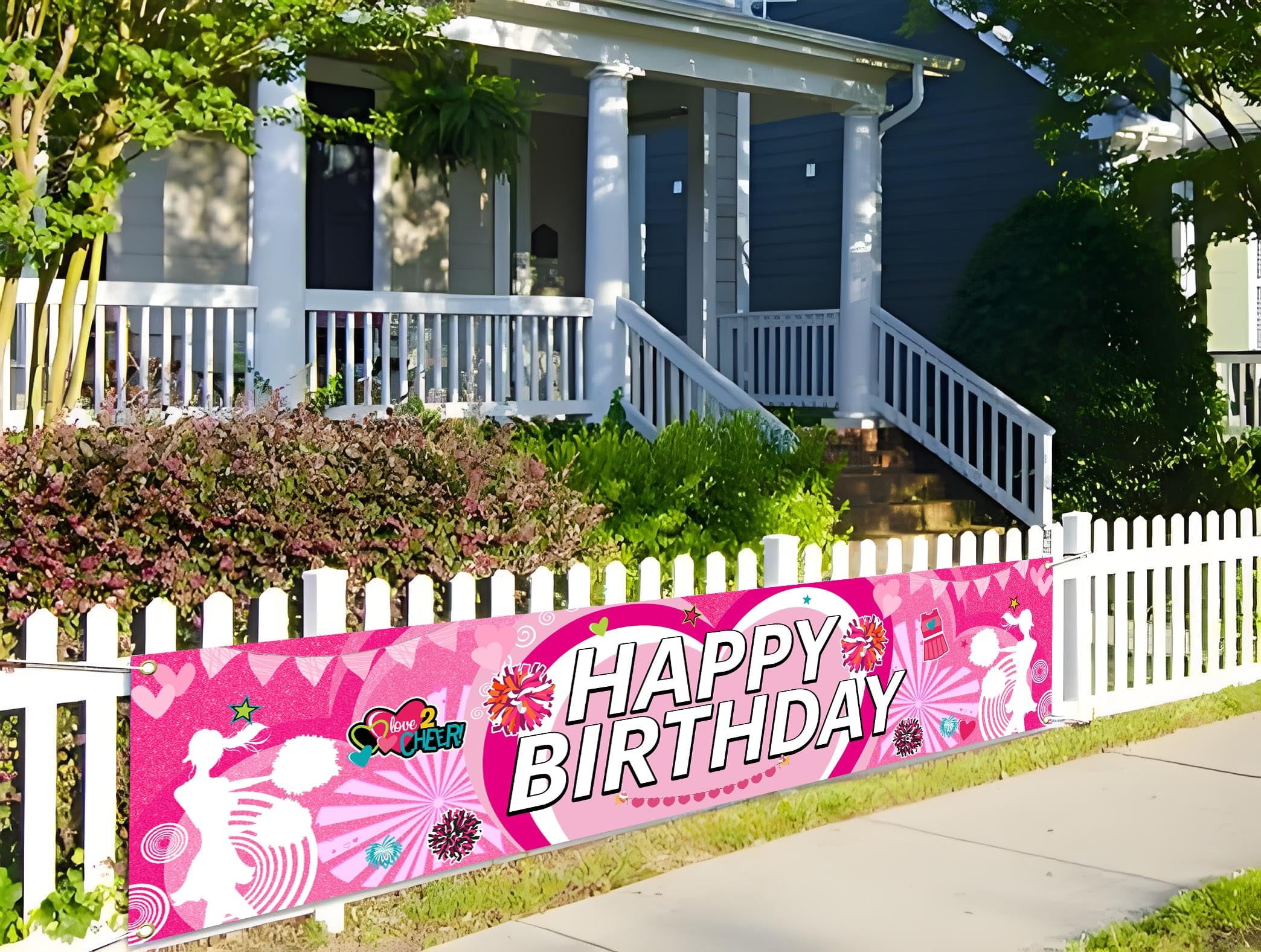 Cheerleading Birthday Banner Cheerleader MMF7 Happy Birthday Yard Sign ...