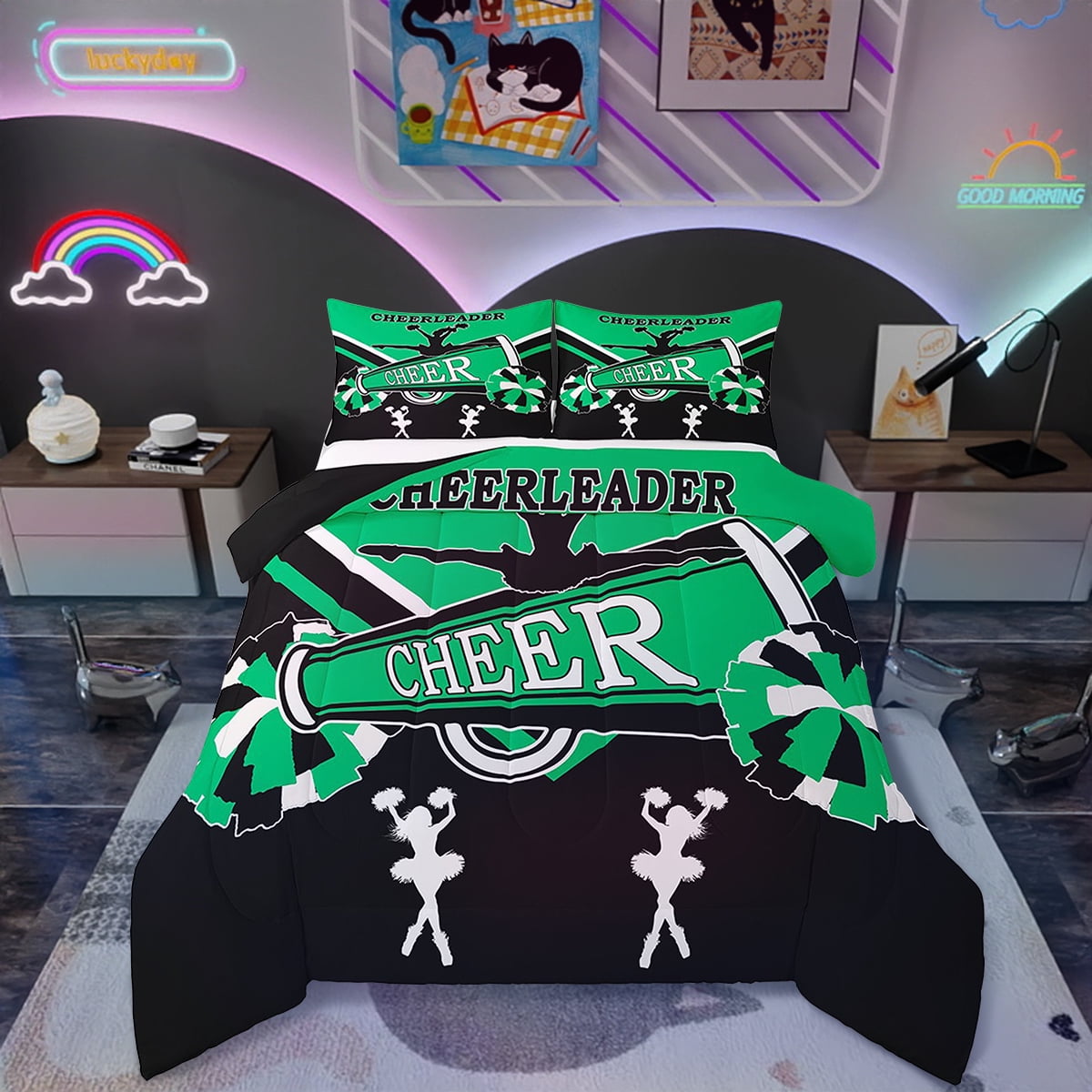 Cheerleading Full Size Comforter Set Cute Cheerleader Bedding Set ...