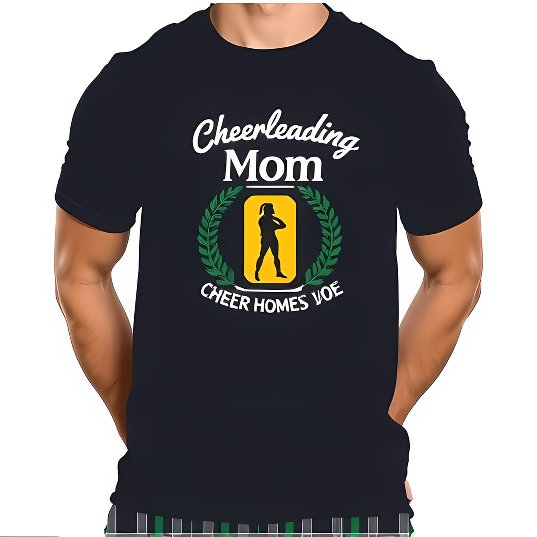 Cheerleading Mom T-Shirt - Navy Blue with Cursive Font Cheerleader ...