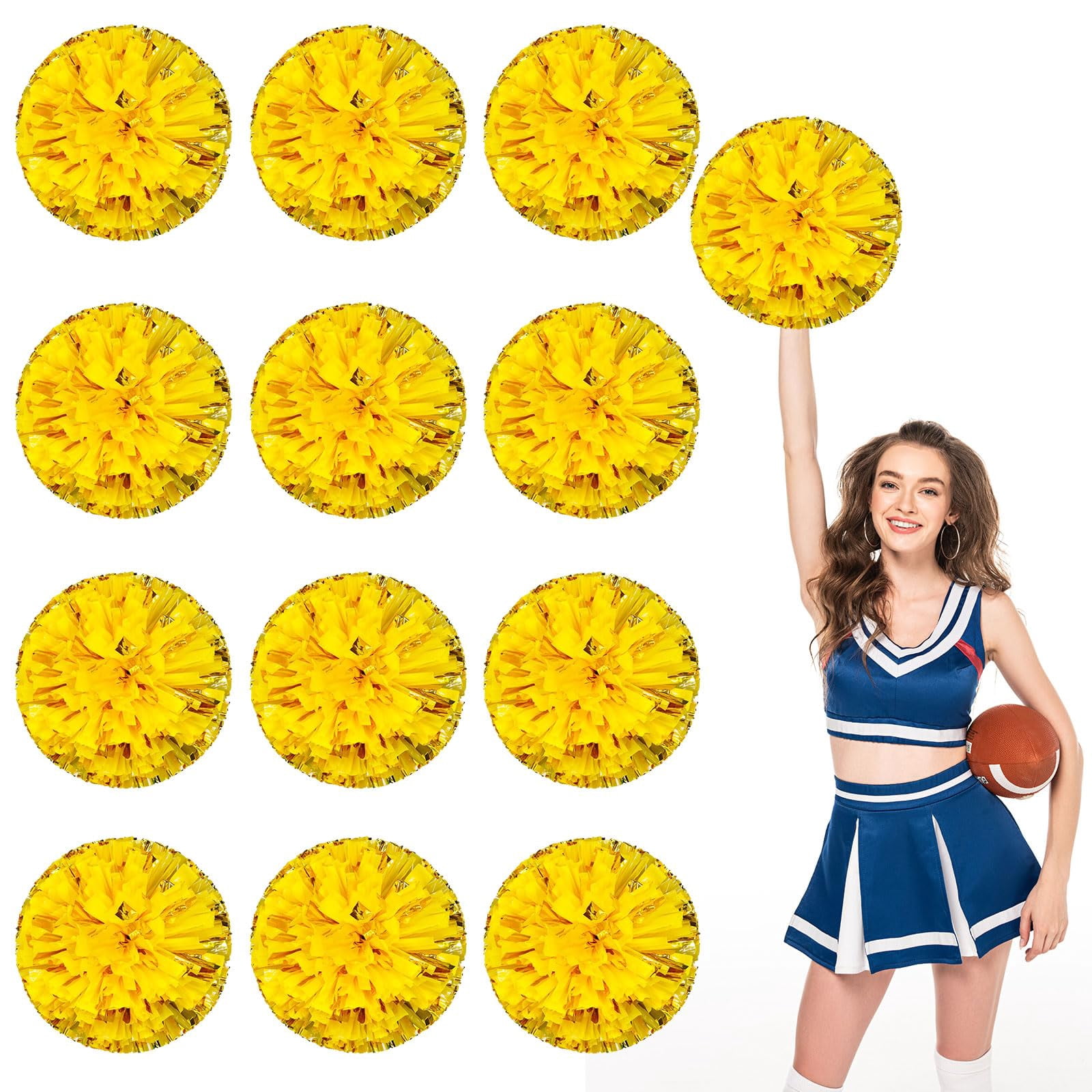 Cheerleading Pom Poms 12 Pcs- Handheld Squad Pompoms For Sports Team ...
