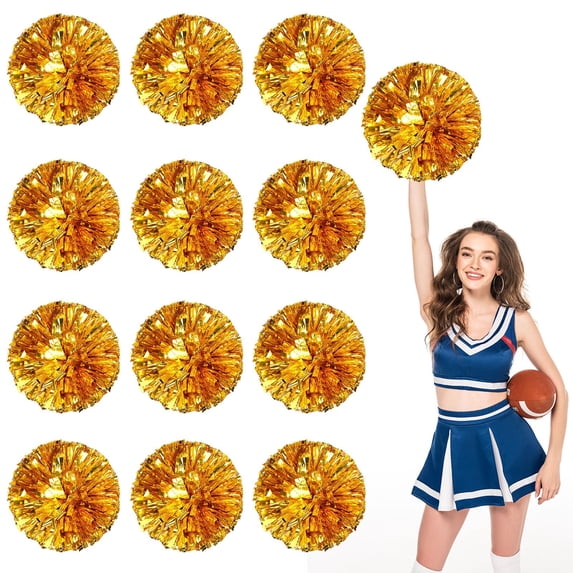 Cheerleading Pom Poms 12 Pcs With Straight Handle- Handheld Squad ...