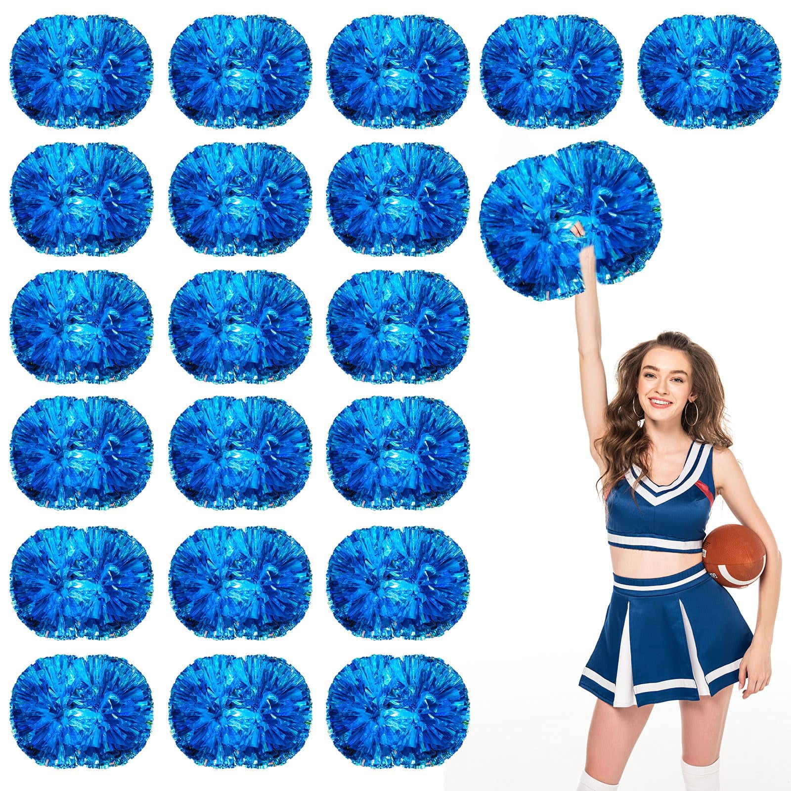 Cheerleading Pom Poms 20 Pcs With Handle Style- Handheld Squad Pompoms ...