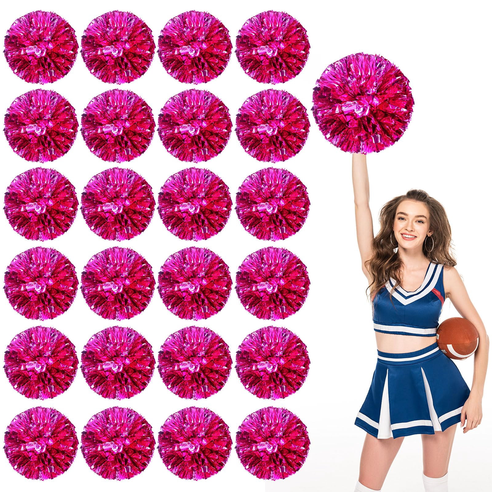 Cheerleading Pom Poms 24 Pcs With Straight Handle- Handheld Squad ...