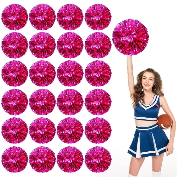 Cheerleading Pom Poms 24 Pcs With Straight Handle- Handheld Squad ...