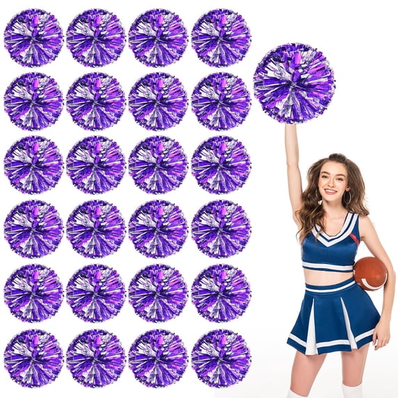 Cheerleading Pom Poms 24 Pcs With Straight Handle- Handheld Squad ...