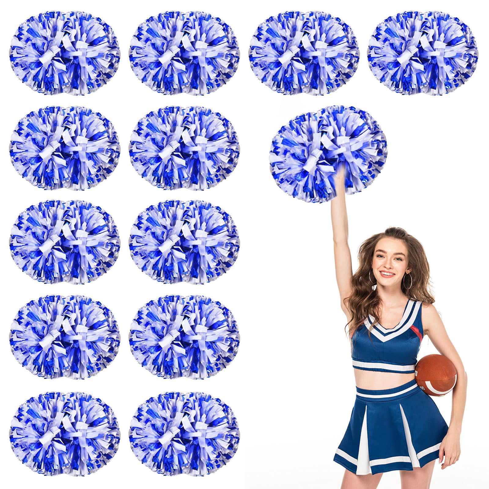 Cheerleading Poms 12 Pcs Handheld Pompoms With Handle- Perfect For ...