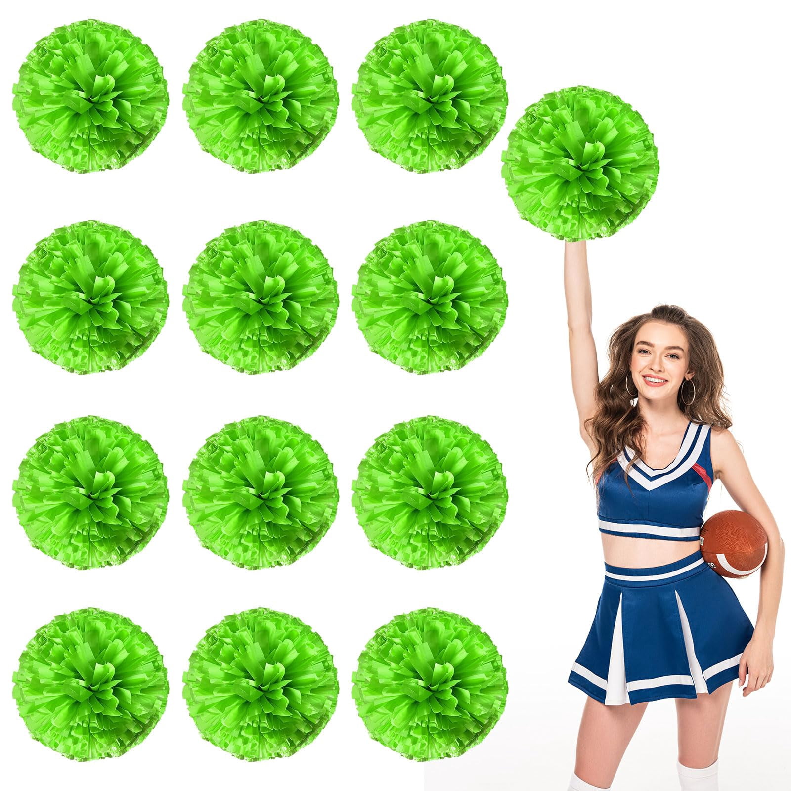 Cheerleading Poms 12 Pcs Straight Handle Style- Cheerleading Handheld ...