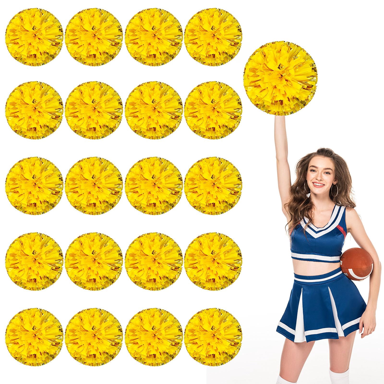 Cheerleading Poms 20 Pcs Four Finger Handle Handheld Pompoms for Sports ...