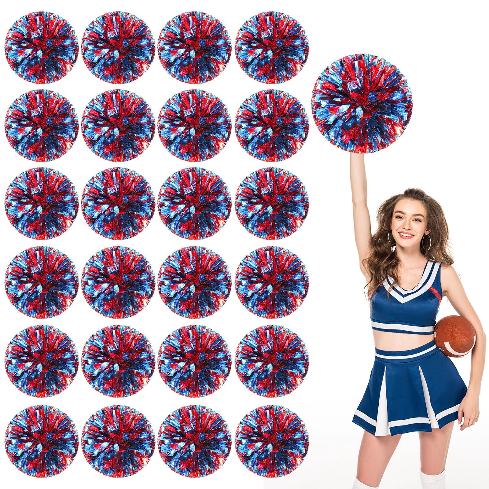 Cheerleading Poms 22 Pack, Handheld Cheerleading Pompoms for Basketball ...