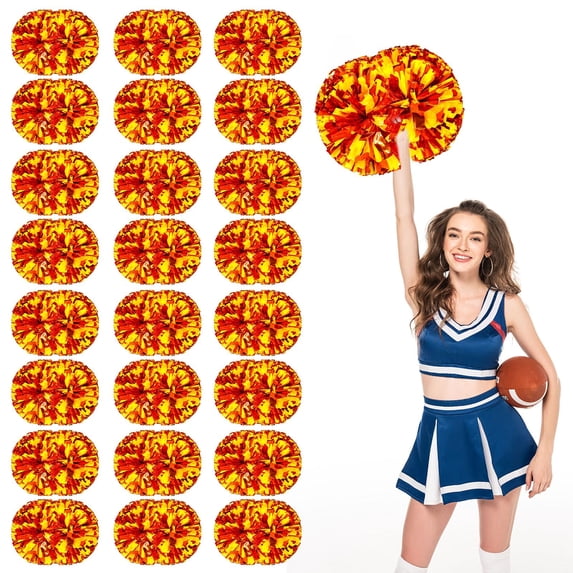 Cheerleading Poms 24 Pcs Handheld Pompoms With Handle- Perfect For ...