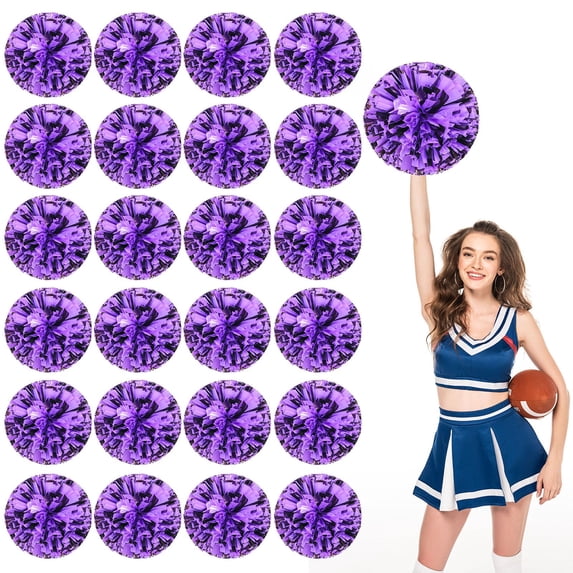 Cheerleading Poms 24 Pcs Straight Handle Style- Cheerleading Handheld ...