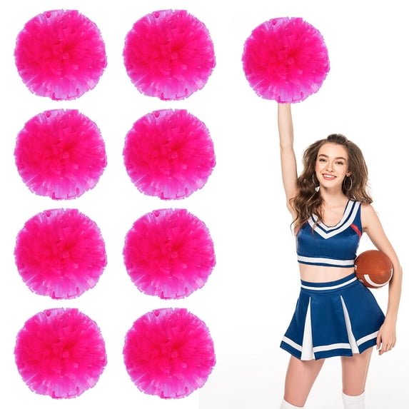 Cheerleading Poms 8 Pcs Straight Handle Style- Cheerleading Handheld ...