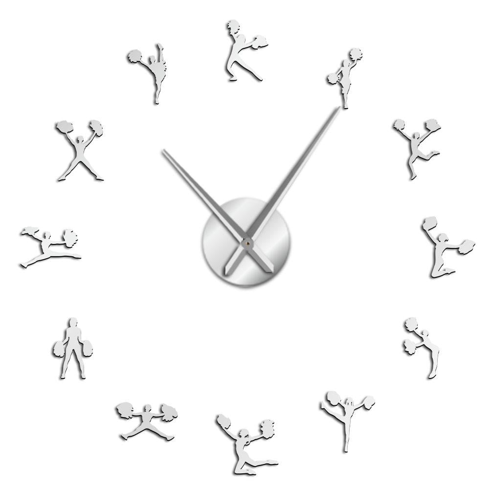 Cheerleading Silhouettes Frameless Wall Clock Stickers, DIY Modern ...