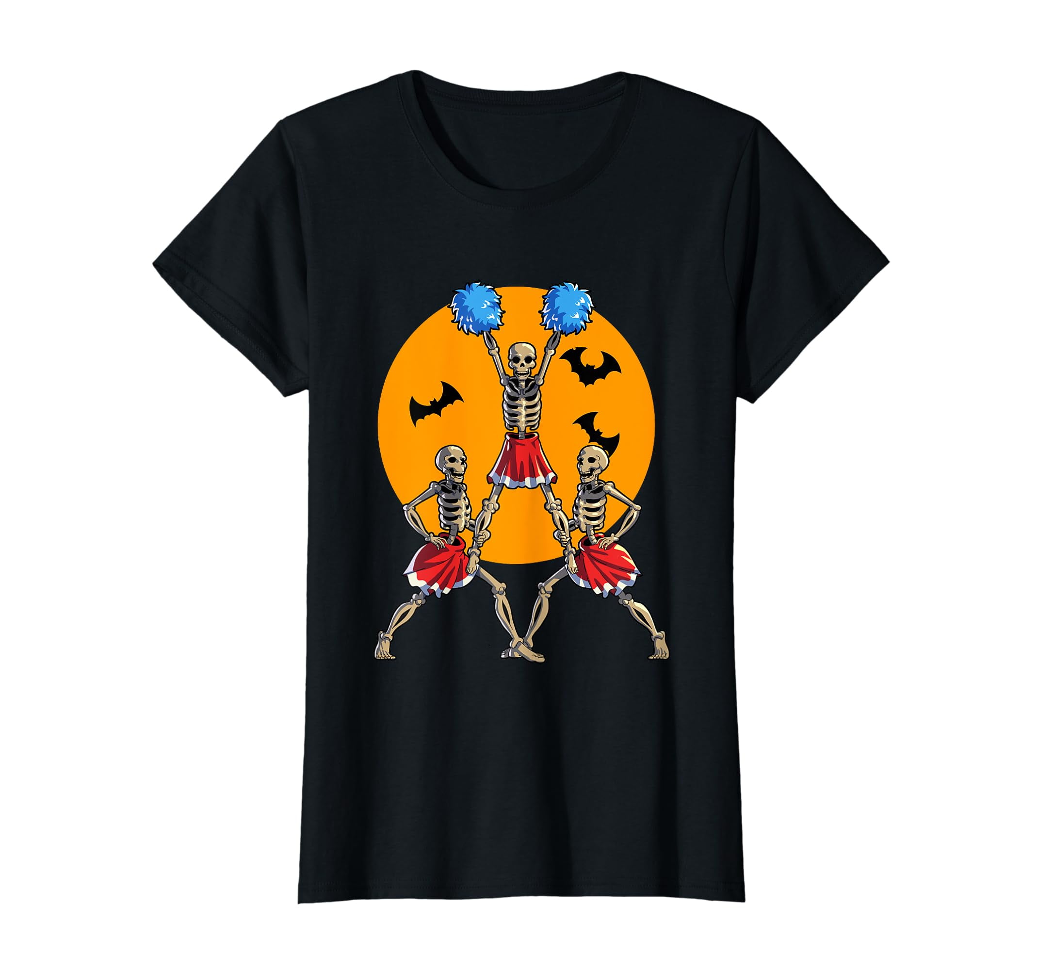 Cheerleading Skeleton Halloween Cheer Skeleton Cheerleader T-Shirt ...
