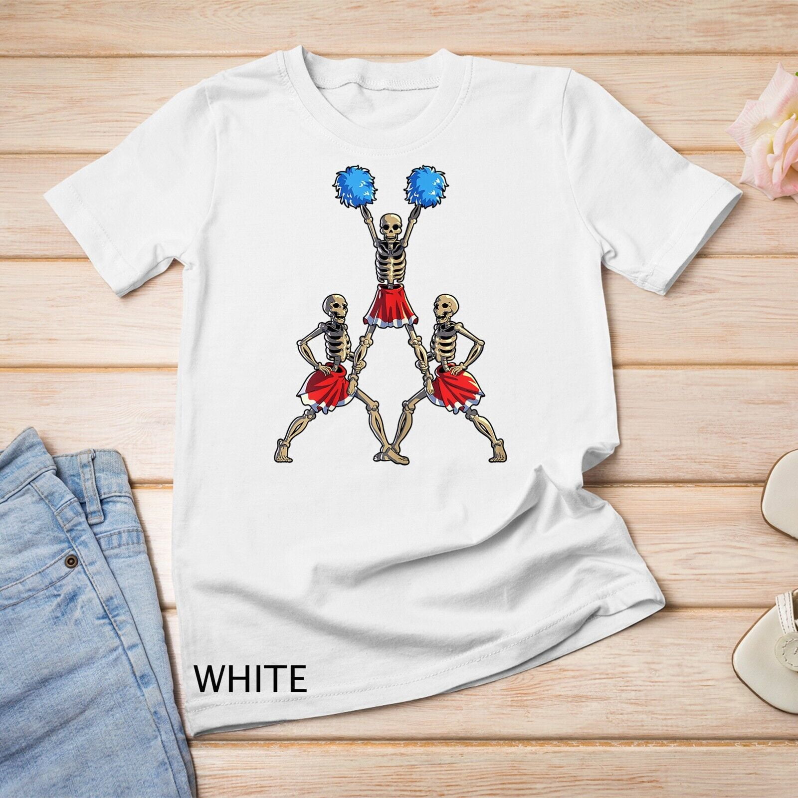 Cheerleading Skeleton Halloween Cheer Skeleton Cheerleader Unisex T ...