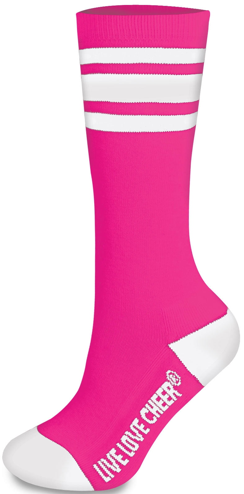 Cheerleading Striped Knee-High Socks Bright Pink Adult - Walmart.com