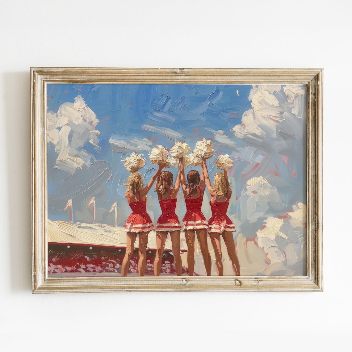 Cheerleading Team Girly Wall Art, College Dorm Decor, Preppy Pom-Pon ...