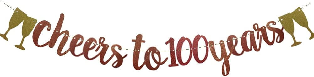 Cheers To 100 Years Banner,, Rose Gold Paper Glitter Party Decorations ...