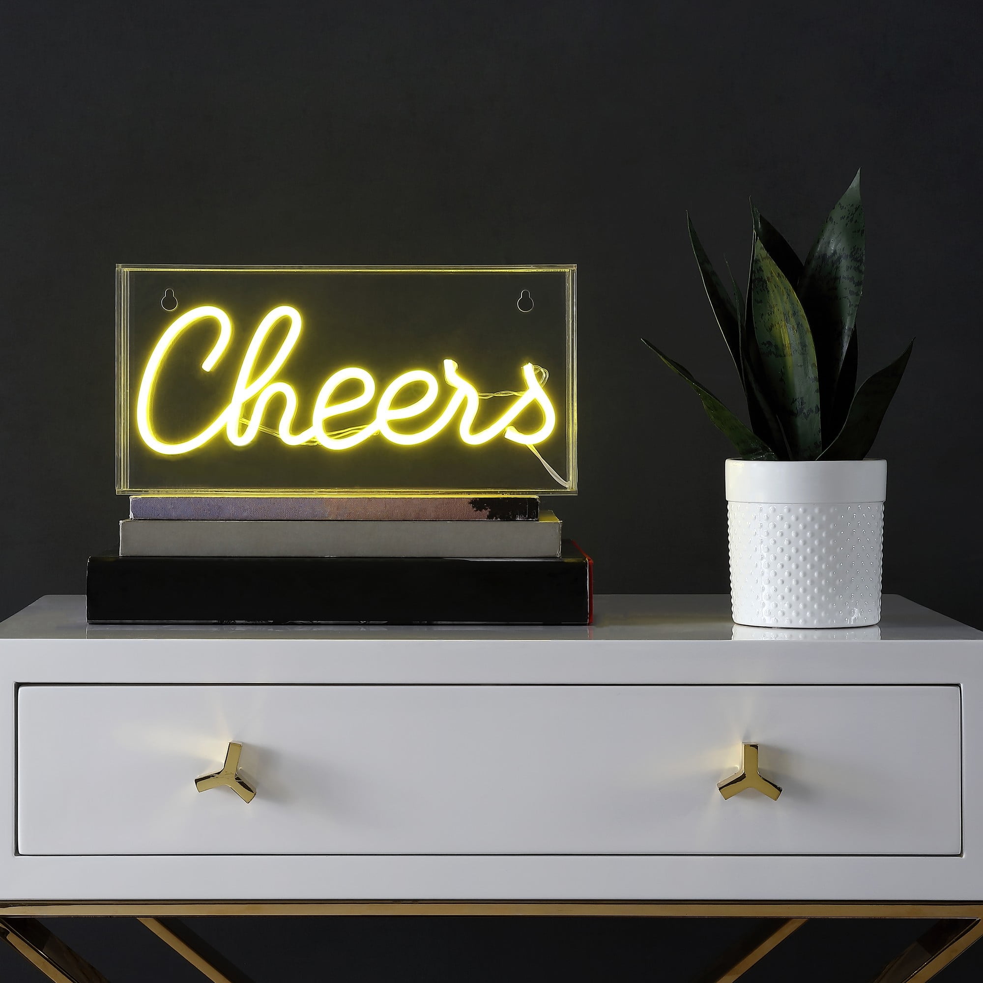 Cheers 11.8" Contemporary Glam Acrylic Box USB Operated LED Neon Light ...