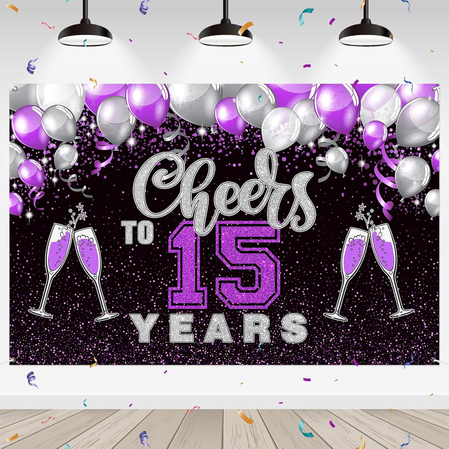 Cheers to 15 Years Backdrop Teen 15th Birthday Photography Background ...
